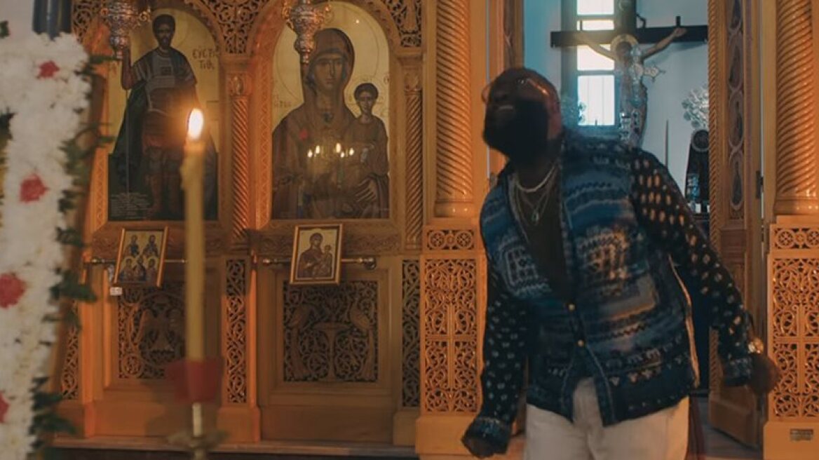 American rapper sings in front of Greek Orthodox Church Church Altar ...
