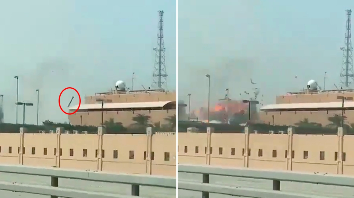 The moment Iranian missiles hit the base of the 5th US Fleet in Bahrain ...
