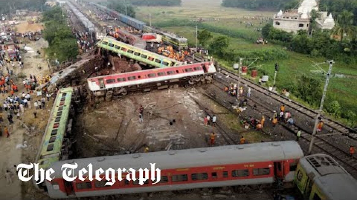 WebTV - India train crash: Drone footage shows shocking scale of ...