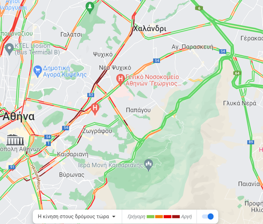 Κίνηση στους δρόμους: Μποτιλιάρισμα στο καθοδικό ρεύμα της λεωφόρου ...