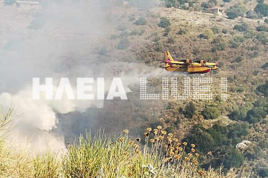Φωτιά σε δασική έκταση στο Κακοτάρι Ηλείας
