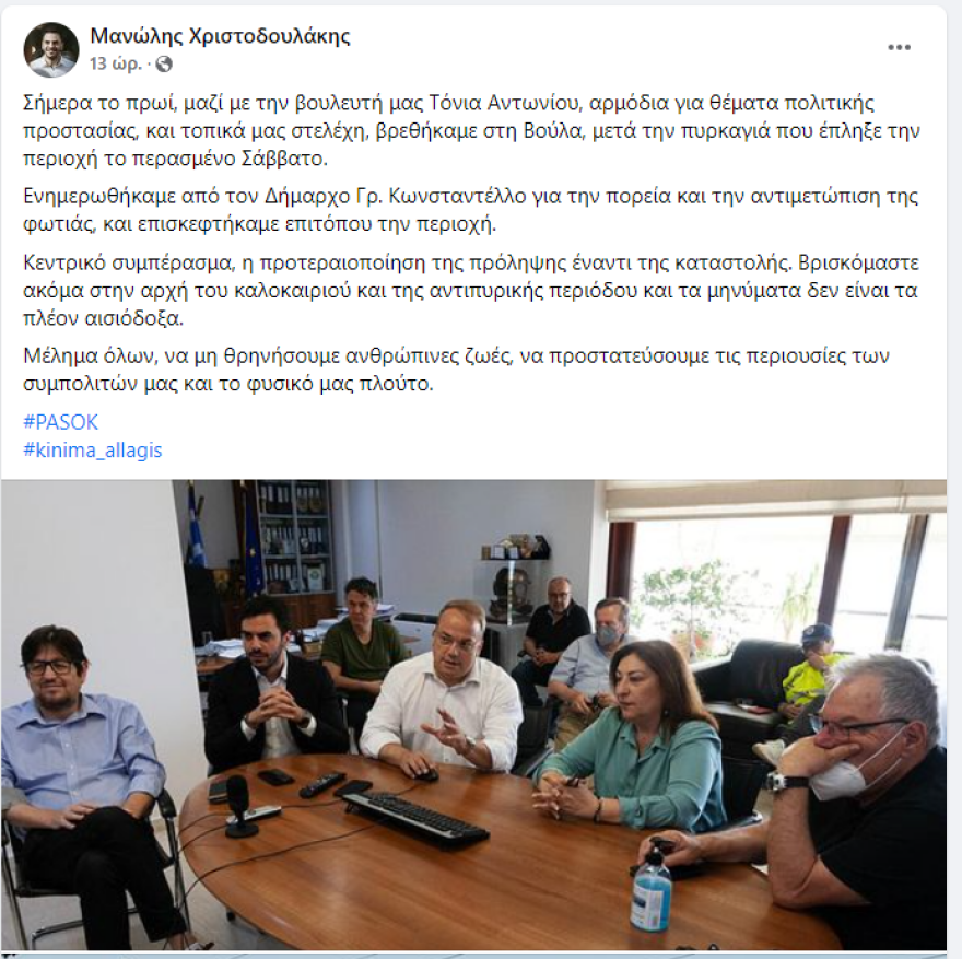 Χριστοδουλάκης για φωτιά στη Βούλα: Προτεραιοποίηση της πρόληψης έναντι ...
